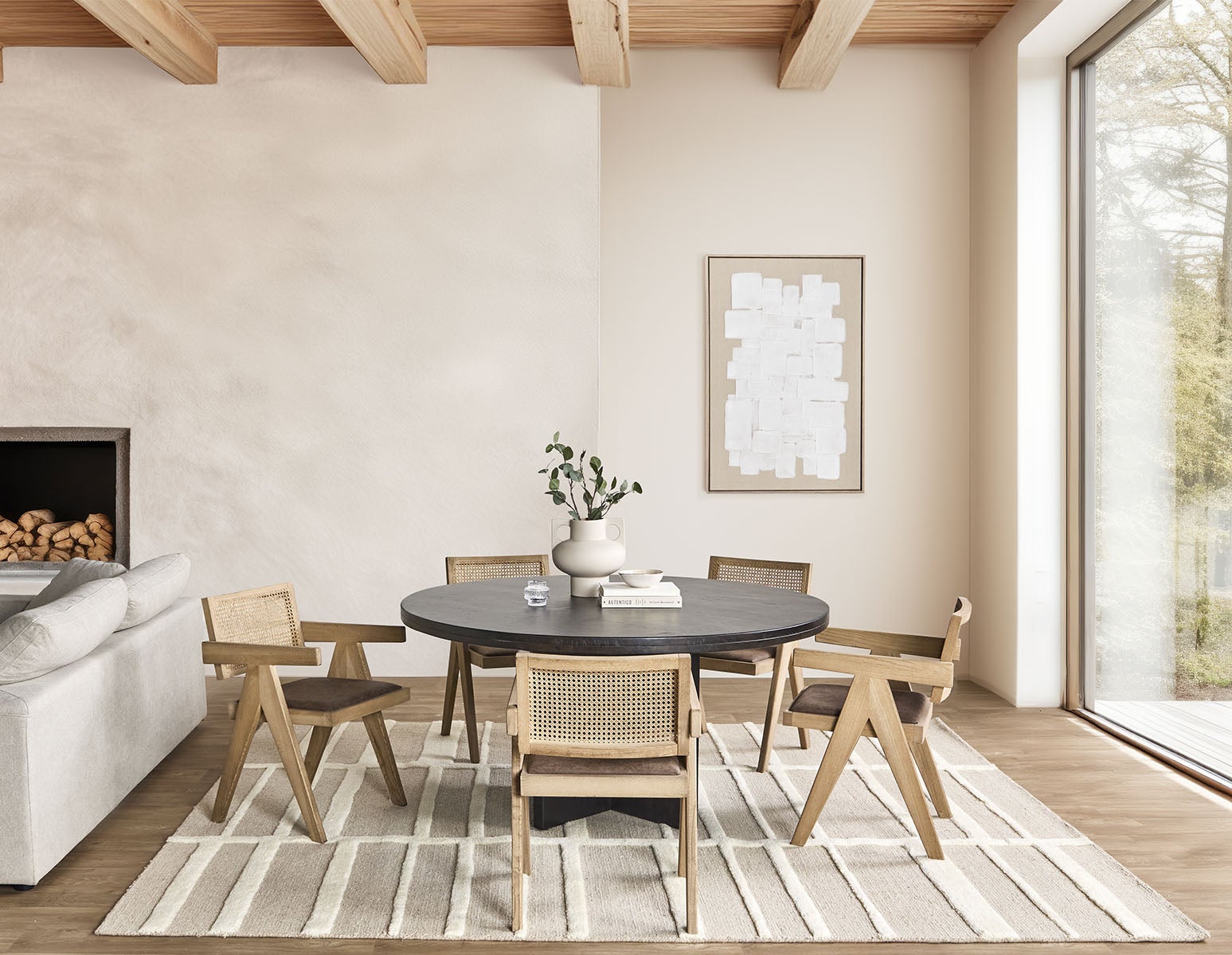 JOSS chaise de salle à manger en rotin naturel avec accoudoirs | Structube