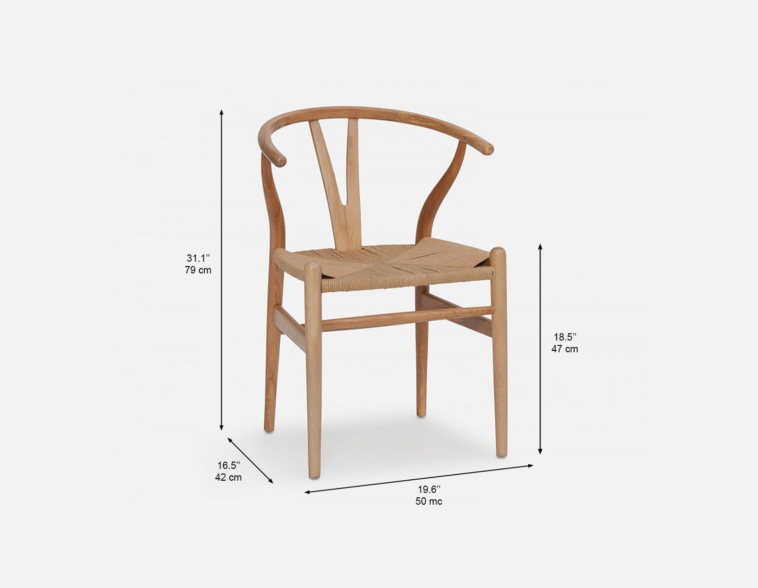 DENMARK beech wood and paper cord dining chair Structube